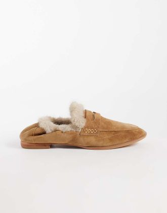 Dolce Vita Cloey Pl&uuml;sch-Loafer mit Kunstfell in Hellbraun