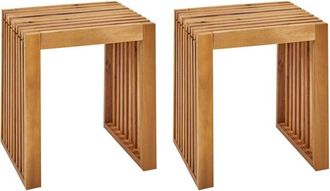 Beliani Beliani - Lot de 2 Tabourets Modernes Rustiques pour lExt&eacute;rieur en Bois dAcacia Clair Bellano