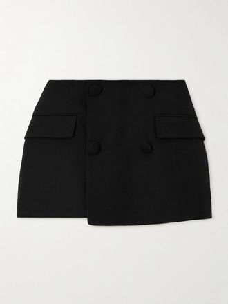Balmain Short Effet Portefeuille En Laine À Boutons - Noir