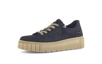 Gabor Damen Low-Top Sneaker, Frauen Sneaker,schnürer,Passform,wechsel-Fussbett,Optifit,breit,Hovercraft,sacchetto,Dark-Blue/Farro,38.5 EU / 5.5 UK