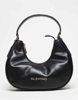 Valentino Clio Re - Halbmondf&ouml;rmige Schultertasche in Schwarz mit Umh&auml;ngeriemen