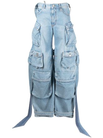The Attico jean ample &agrave; poches cargo - Bleu
