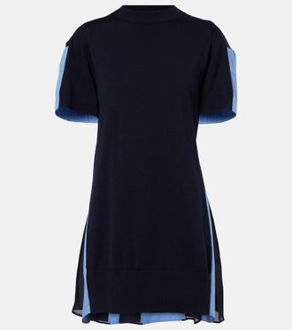 sacai Robe en coton m&eacute;lang&eacute;
