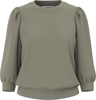 Selected Damen Slftenny 3/4 Sweat Top Noos, Vetiver, L EU