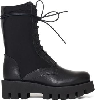 Paloma Barcel&oacute; Stiefel - Neoprene-Accented Black Leather Ankle Boots - Gr. 41 (EU) - in Schwarz - f&uuml;r Damen