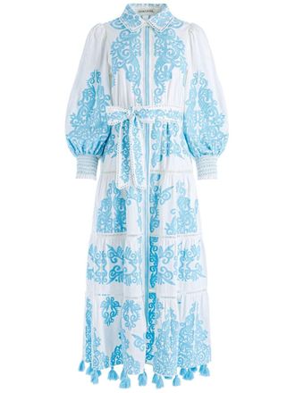 Alice & Olivia robe-chemise Shira &agrave; broderie floral - Blanc