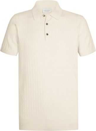 Profuomo Strick-Poloshirt mit Tencel in Zopfstrickmuster in