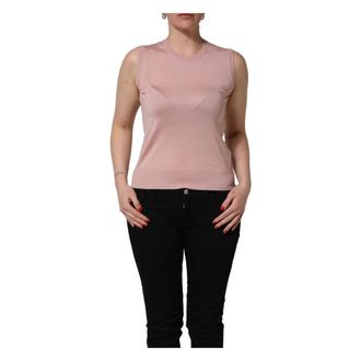 Dolce & Gabbana &Auml;rmelloses Rundhalstop - - Tops - Damen - Rosa - XL