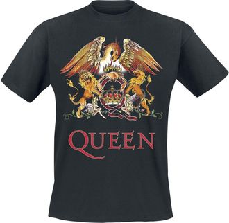 Queen Crest Vintage Männer T-Shirt schwarz XL 100% Baumwolle Band-Merch, Bands
