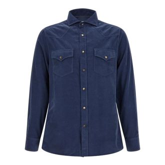 Brunello Cucinelli Corduroy Shirt - - Shirts - Herren - Blau - M