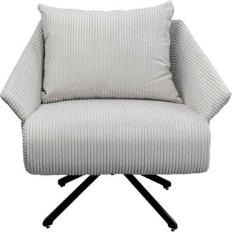 Kare Design Design Drehsessel Milo, Beige, 360 Grad Drehbar, 110kg max. Belastbarkeit, Cord-Optik, Lounge Sessel, Polster Sessel mit Armlehne, f&uuml;r Wohnzimmer, Off
