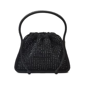 Alexander Wang Schwarze Strass-Rippstrick-Kordelzugtasche - - Bags - Damen - Schwarzk - ONE SIZE