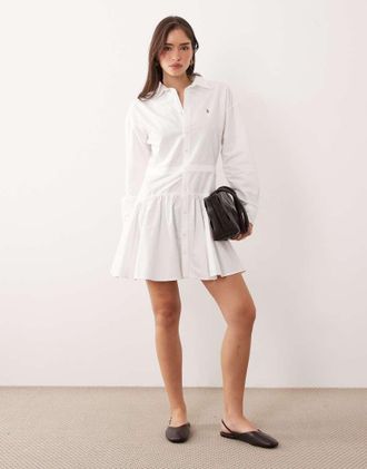 Polo Ralph Lauren Robe chemise tiss&eacute;e &agrave; manches longues - Blanc