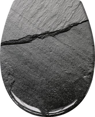 Kleine Wolke WC-Sitz Slate mit Absenkautomatik, Farbe: Schiefer, Material: Duroplast, Gr&ouml;&szlig;e: 37x 45 cm