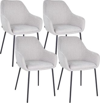 Kick Collection 4er Set Esszimmerstühl Guus - Grau - Modern und Hochwertig - Strukturierter Stoff en Metall - Erhältlich in vielen Farben