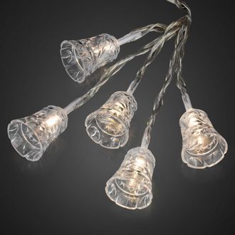 Hellum Lichterkette Innen mit Glocken, 24 LED Glocken beleuchtet warmweiß, 2,30m beleuchtete Länge strombetrieben, transparentes Kabel, Weihnachtsbeleuchtung
