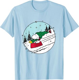 Peanuts Schlitten Snoopy Woodstock T-Shirt