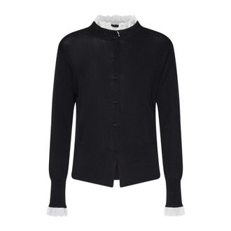 Silvian Heach Femme, Pulls, Noir, Taille: 38 FR Tricot &agrave; Col Montant avec D&eacute;tails Contrast&eacute;s