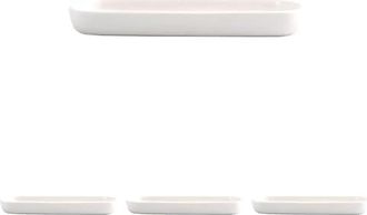 MSV Ablageschale Keramik Bad Organizer Maonie Teller f&uuml;r Obst, Tee, Kosmetik, Schmuck, oval f&uuml;r Waschtisch, Badezimmer, Schr&auml;nke - matt Wei&szlig; (Packung mit 