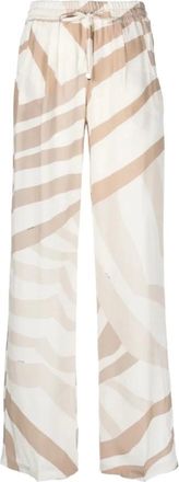 Kiton Femme, Pantalons, Beige, Taille: 38 FR Pantalon Large en Soie Beige