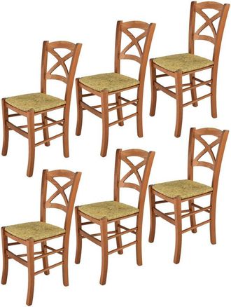 Tommychairs Tommychairs - Set 6 chaises CROSS pour cuisine, bar et salle &Atilde; manger, robuste structure en bois de h&ecirc;tre peindr&eacute; en couleur naturelle et assise en