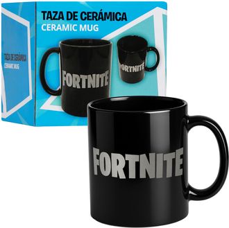 Fortnite Tasse f&uuml;r M&auml;nner und Jugendliche 330ml, Schwarze Keramiktasse mit silbernem Logo, Mikrowellengeeignet, Geschenke f&uuml;r M&auml;nner und Gamers