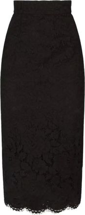 Dolce & Gabbana Femme, Jupes, Noir, Taille: 40 FR Jupe Midi Crayon en Dentelle