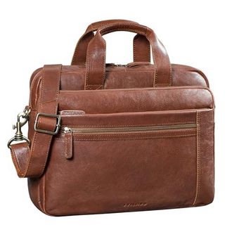 STILORD Alberto Grand Sacoche Cuir pour Ordinateur 15,6 Pouces Homme Sac Bandouli&egrave;re Cartable Travail DIN A4 avec Support Trolley V&eacute;ritable Cuir Couleur:maras