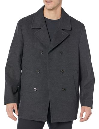 Ben Sherman Herren Boris Classic Zweireihige Peacoat Jacke, Dunkelgrau, XL