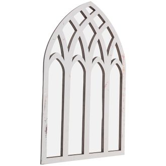 BESPORTBLE ERINGOGO Bogenfenster Wandspiegel 42X27cm mit Holzrahmen Gotische Wanddeko als Fensterspiegel Selbstklebender Spiegel f&uuml;r Wohnzimmer Schlafzimmer und 