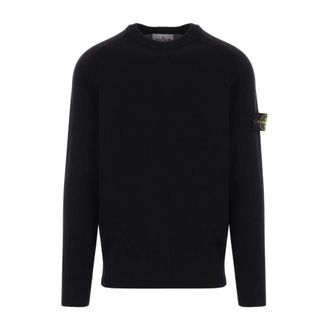 Stone Island Schwarzer Leichter Rundhalsausschnitt Pullover - - Knitwear - Herren - Schwarzk - XL