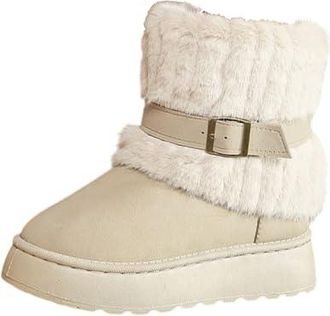 Generic Bottes de neige chaudes pour femme - Bout rond - &Eacute;l&eacute;gantes - D&eacute;contract&eacute;es - Semelle &eacute;paisse - Confortables - Classiques - En fourrure &eacute;paisse - &Agrave; enf
