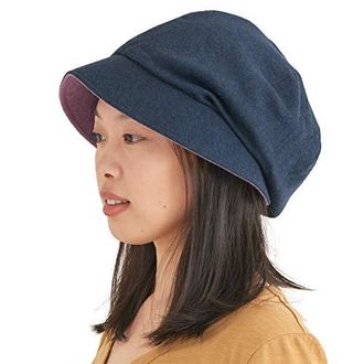 Charm by Casualbox Chapeau De Soleil 100% Coton Bio Mode Japonais, Casquette &Eacute;t&eacute; Femme Style Bob, Bonnet Chimio Femme R&eacute;versible Et Pliable Pourpre & Marin Bleu