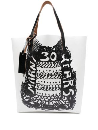 Marni Handtasche mit Logo-Print - Wei&szlig;