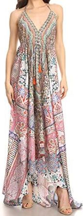 Sakkas 1817 - Lizi Womens Maxi Haut-Bas Mouchoir Licou Longue Robe de Plage - TM262-Multi - OS