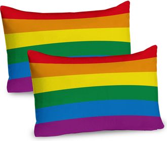 Abakuhaus Stolz Kissenbezug Packung mit 2, LGBT Flagge der Parade Pride Freiheits Gleichheits Liebes Leidenschaftsthema, Dekorativer Standard Gedruckter Kissenb
