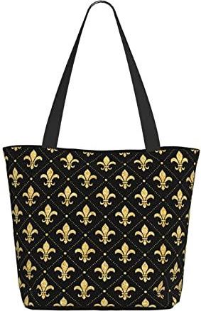 AOOEDM Sac &agrave; provisions pour femme Black-Fleur-De-Lis 33 x 27,9 x 17,8 cm. Le cadeau parfait pour la Saint-Valentin. Cest de la Saint-Valentin pour maman, fi