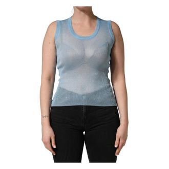 Dolce & Gabbana Geripptes &auml;rmelloses Tanktop - - Tops - Damen - Blau - 2XS