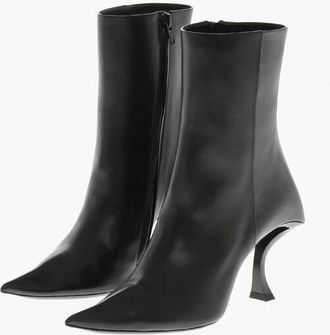 Balenciaga Leather Ankle Boots HOURG With 7cm Curved Heel size 36