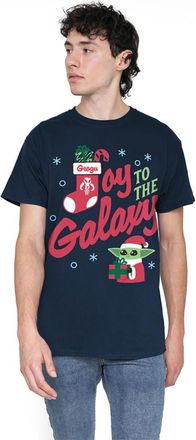 Star Wars The Mandalorian Grogu Christmas Joy to The Galaxy Unisex-T-Shirt, Marineblau, Navy, XXL