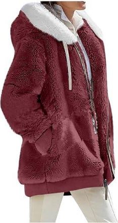 Generic Manteau Chaud à Capuche pour Femme, Ample, à Manches Longues, avec Poche zippée, Automne et Hiver Peignoir Polaire Long Capuche Veste Polaire Longue a