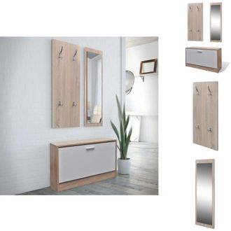 vidaXL Garderoben Flur 3-in-1 Schuhschrank Schuhkipper Spiegel - Schuhschrank - Garderobe - Spiegel - Einbauschrank - Aufbewahrungsraum