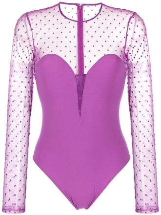 Fleur du Mal Dotty Body mit tiefem Ausschnitt - Violett
