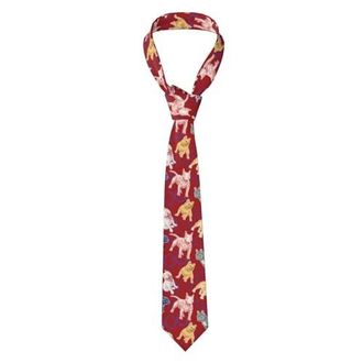 Generic Cravate Pour Hommes Chiens Mignons Cow Terrier Cowdog Rouge Formelle Tie &Eacute;troit Cravate Pour Homme Pour &Eacute;v&eacute;nements Affaires C&eacute;l&eacute;brations