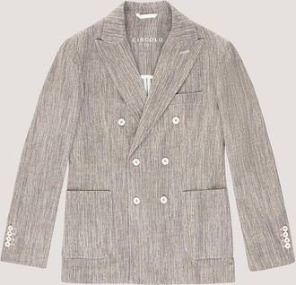 Circolo 1901 Double-Breasted Jacket in Diagonal Canvas Scrub / 46