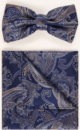 Paul Paul Set: Fliege Und Einstecktuch blau
