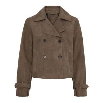 Notyz Notyz, Femme, Vestes, Brun, Taille: 38 FR Suede Short Trenchcoat