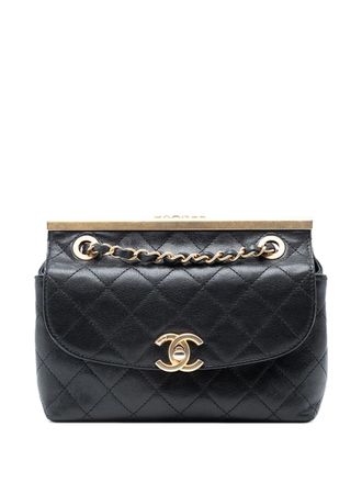 Chanel 2019 mini CC Flap Umh&auml;ngetasche aus gestepptem Lammleder - Schwarz