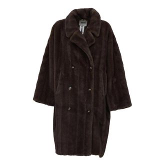 S.W.O.R.D 6.6.44 Langer doppelreihiger Mantel aus Kunstpelz - - Coats - Damen - Braun - XS
