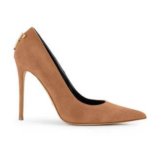 Elisabetta Franchi Femme, Chaussures, Jaune, Taille: 37 1/2 EU Escarpin en Daim avec D&eacute;tail Logo